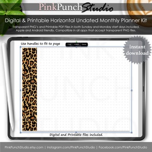 Leopard Cheetah Planner Calendar Page Insert Digital PNG Printable PDF ...