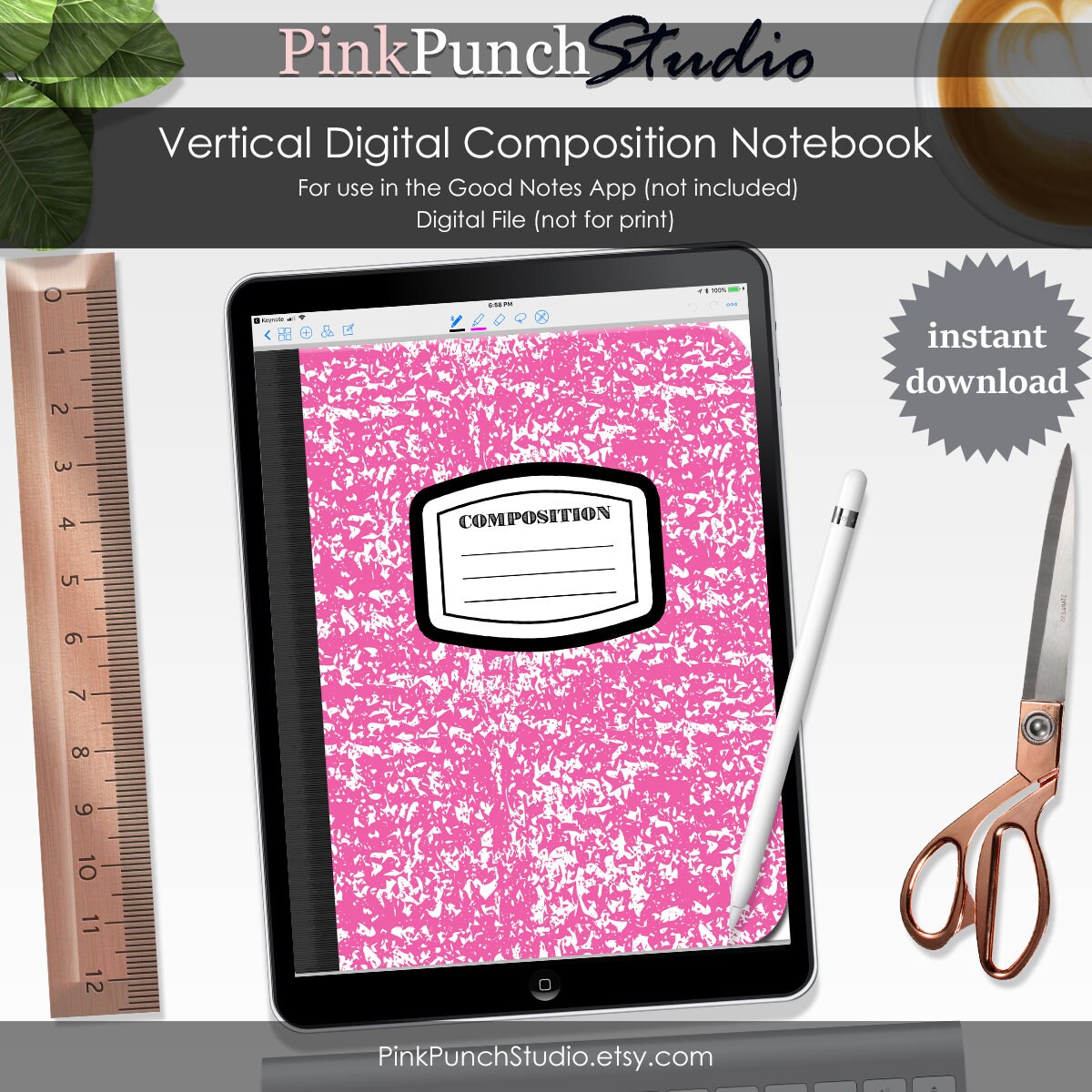 Paper Paper & Party Supplies Digital Composition Notebook for GoodNotes ...