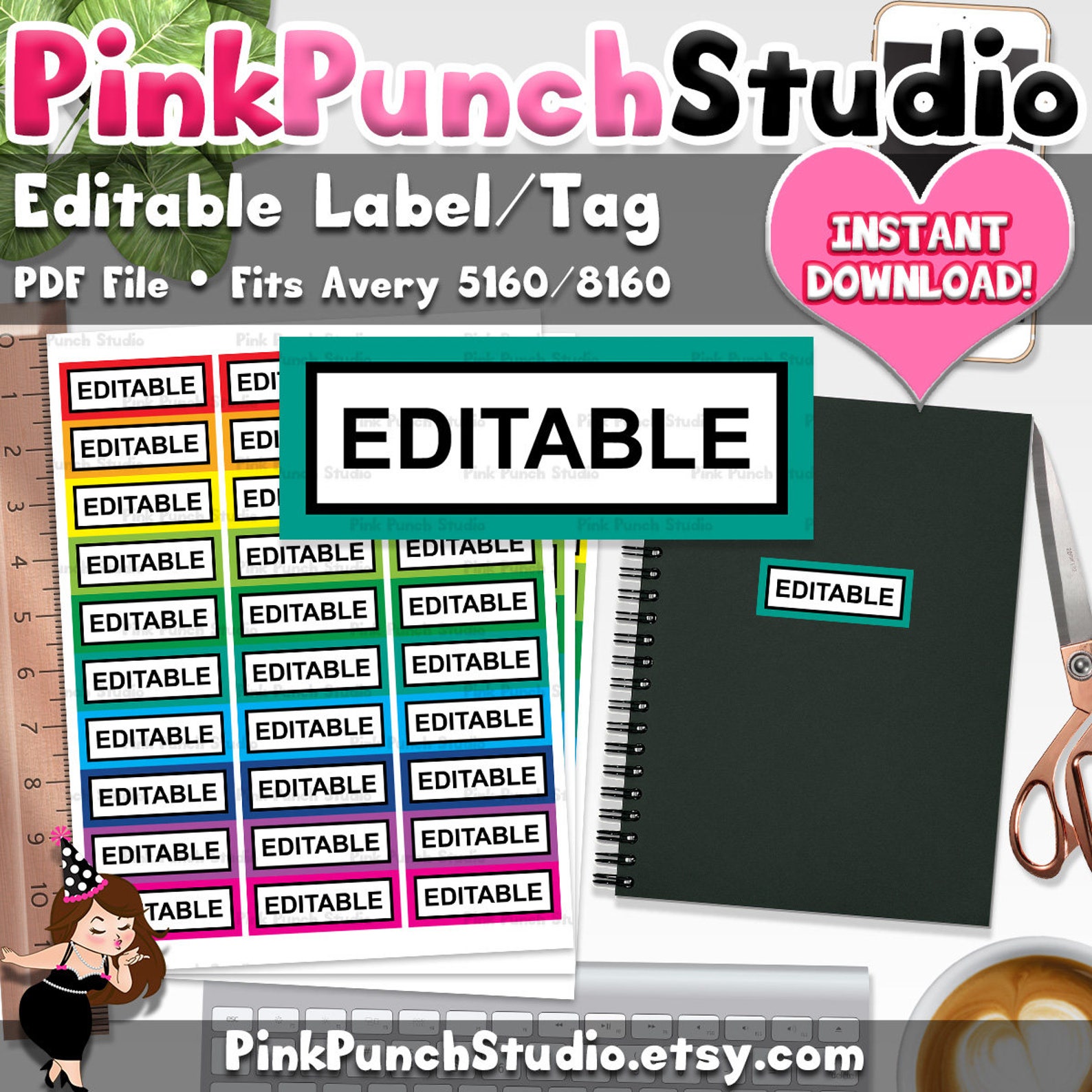 Editable Labels Printable PDF File Fits 5160 8160 School Name Tags ...