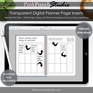 Digital Planner Blank Page Templates Transparent PNG Files Build Your ...