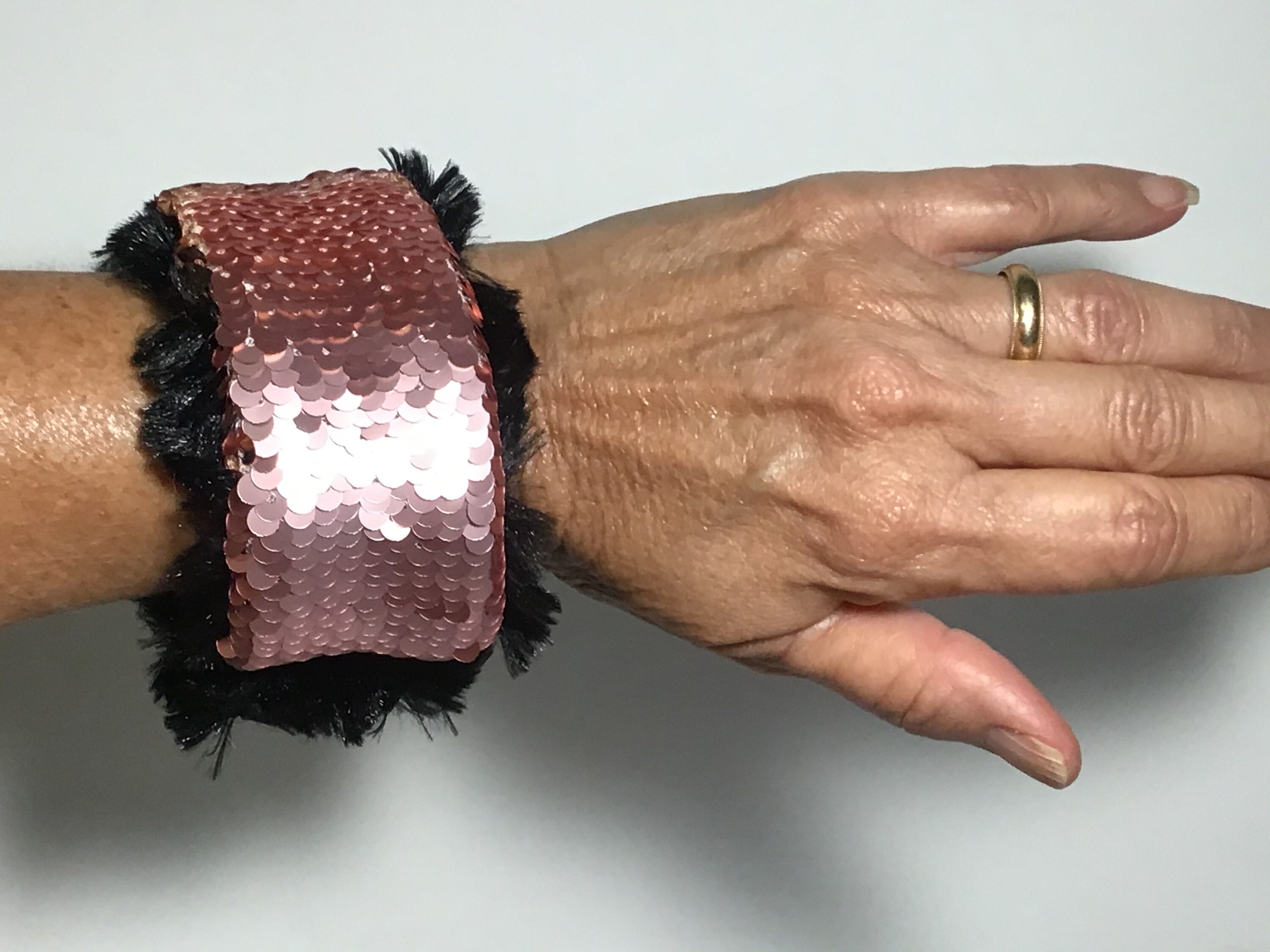 Fidget wrist Cuff rose gold flip sequins arm band Dementia | Etsy