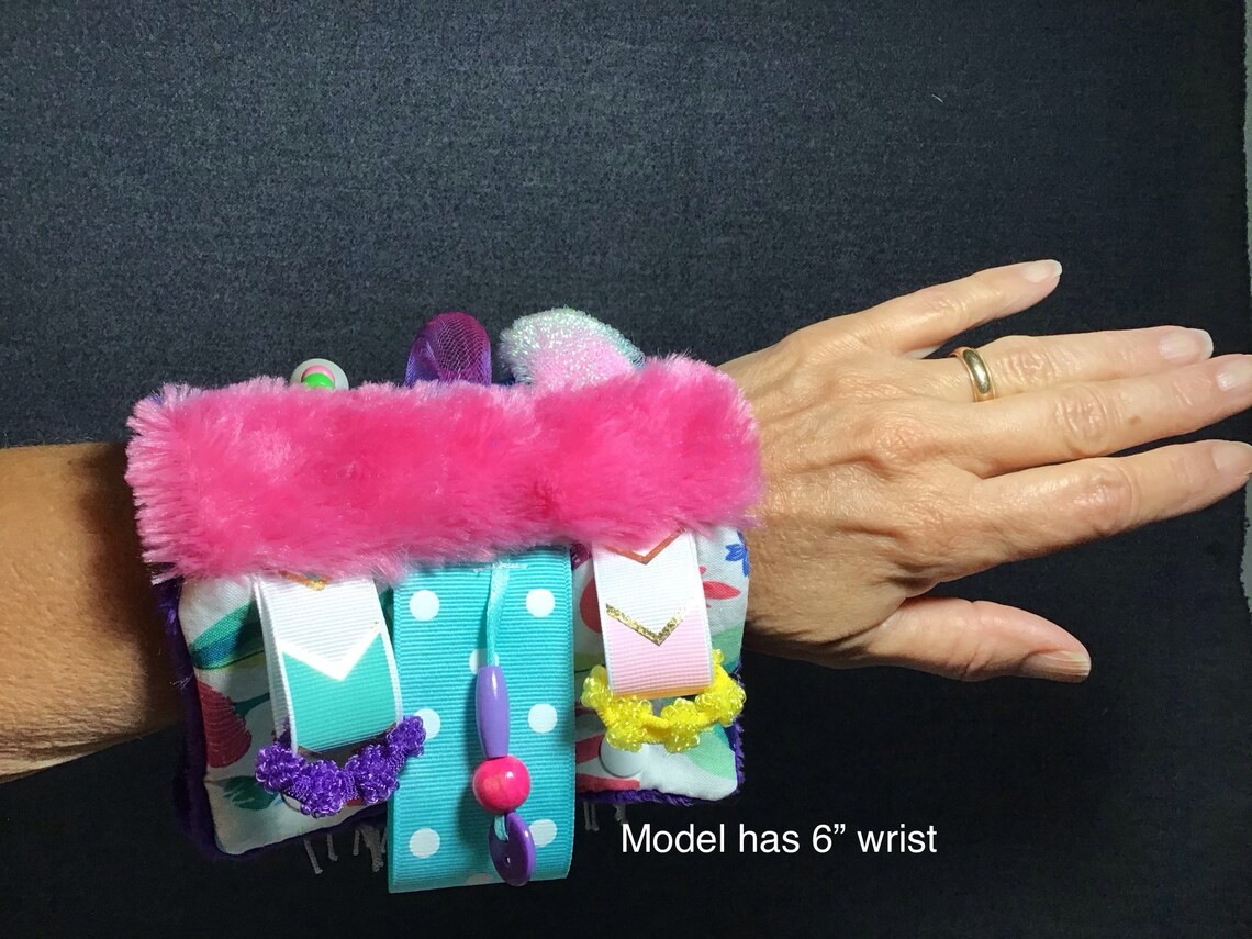 Fidget wrist cuff arm band with textures to calm anxiety in | Etsy