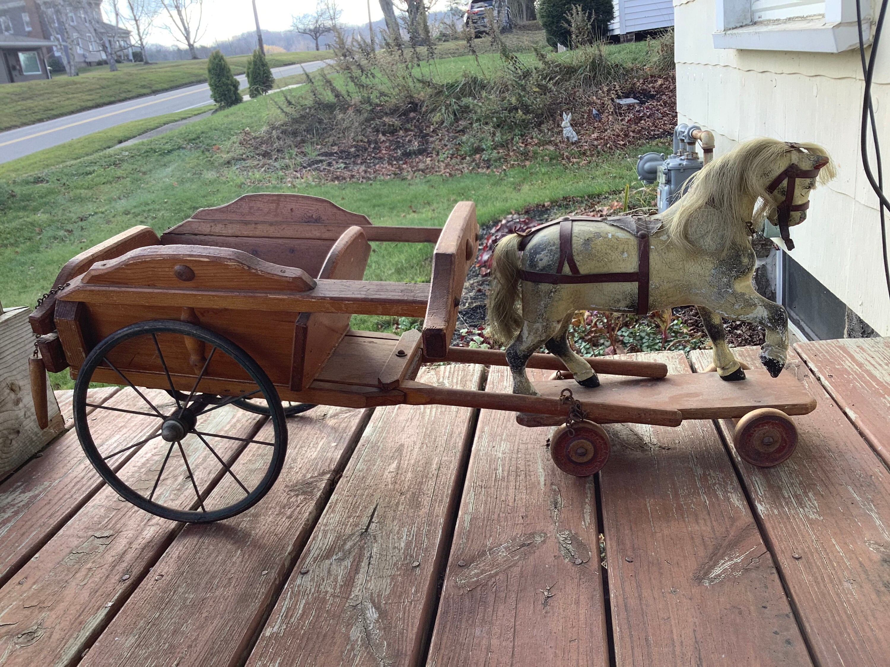 Sweet Antique G and J Lines Brothers English Pull Along Toy Horse & Tip ...