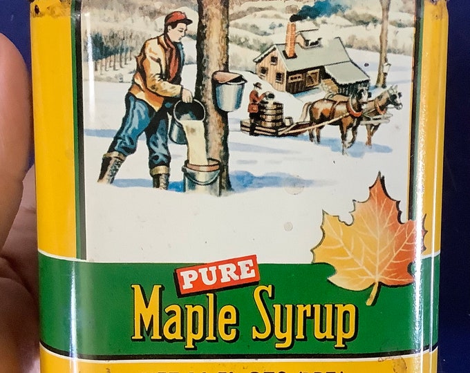 Vintage Pure Maple Syrup Tin Great Condition and Graphics Rare 1 Pt ...