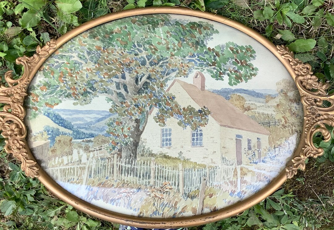 Gorgeous Antique Art Nouveau Picture Frame Bowed Bubble Glass ...