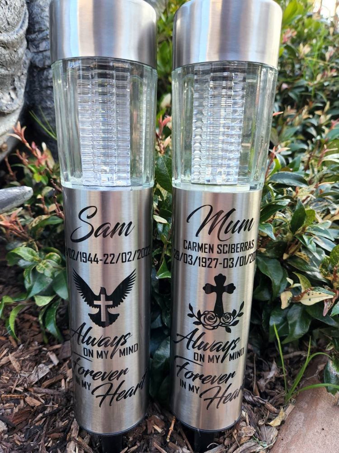 IN MEMORY Personalised Memorial Solar Garden Light - Etsy Australia