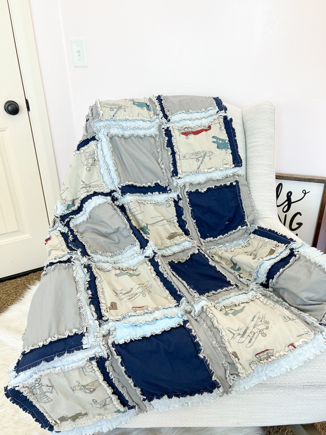 Airplane Rag Quilt Kit, Baby Quilt Kit, Baby Shower Gift - Etsy