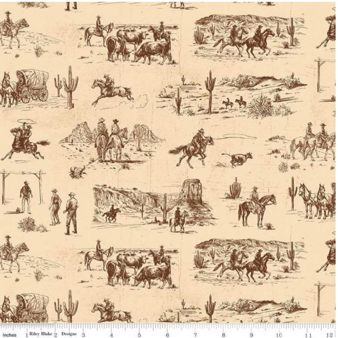 John Wayne American West Main Cream | Riley Blake Western Quilting ...