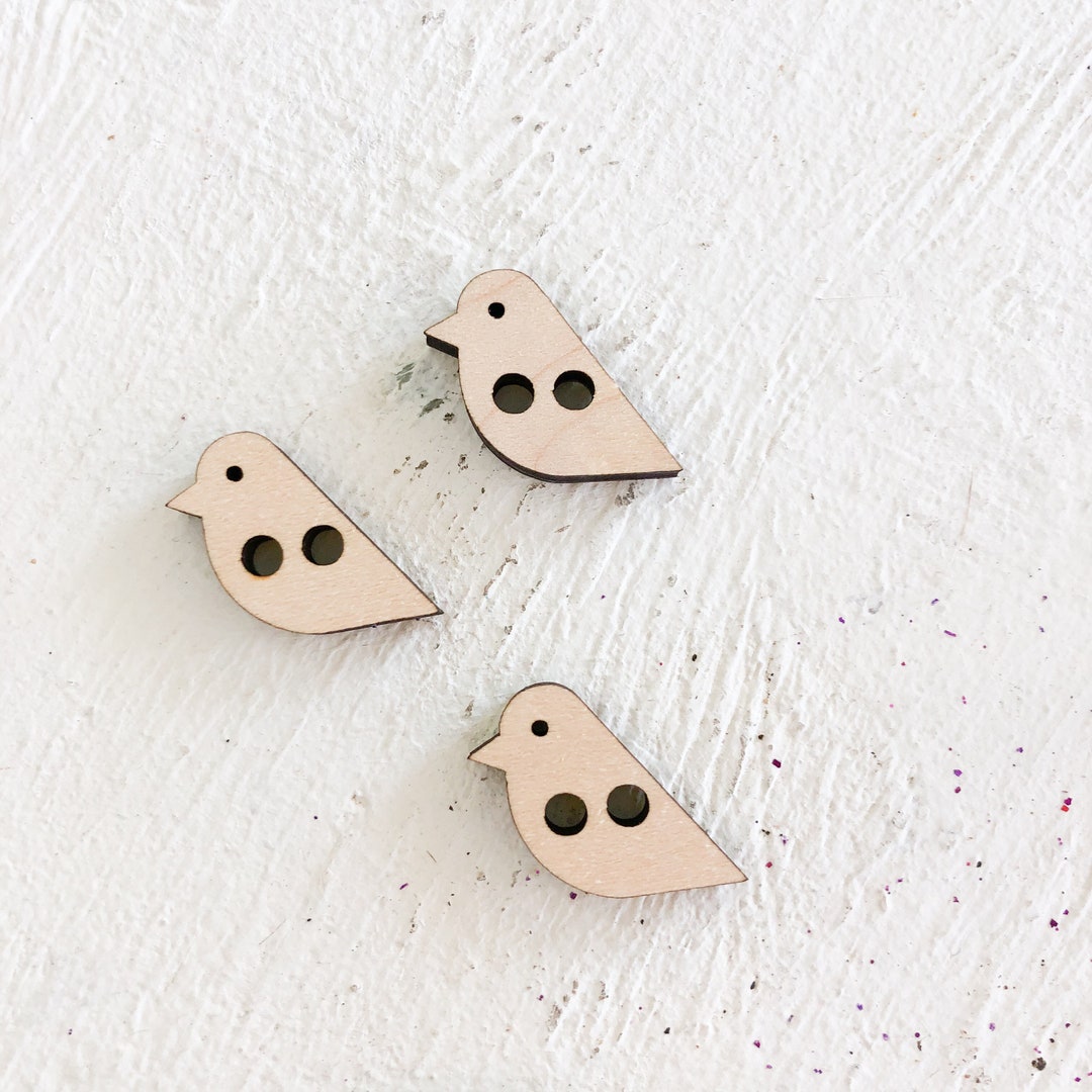 Bird Wooden Buttons, Craft Button, Large Wooden Buttons, Set of 3 - Etsy