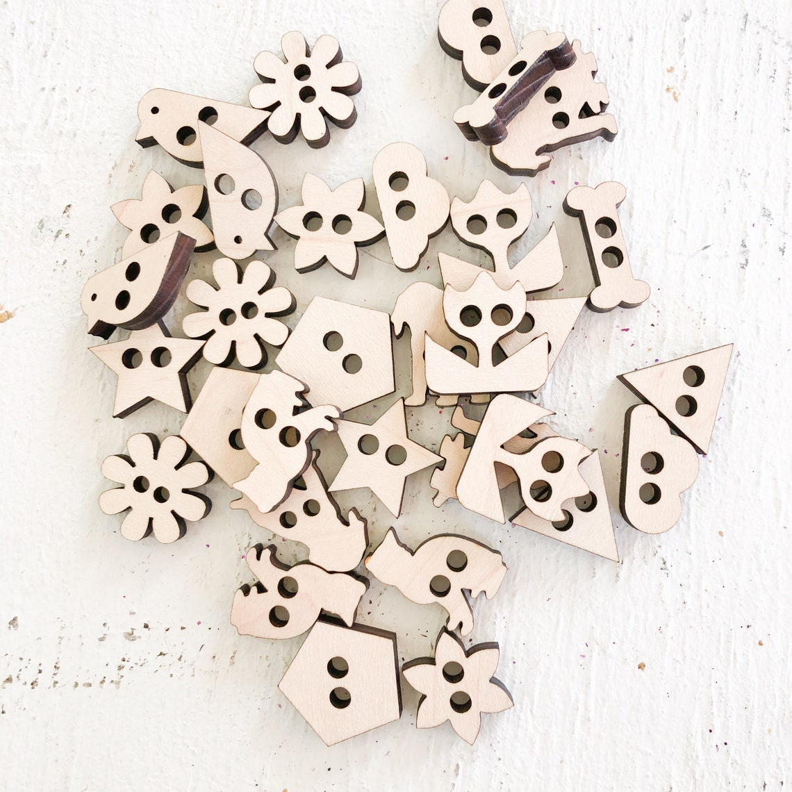 Daisy Flower Wooden Buttons Craft Button Large Wooden - Etsy