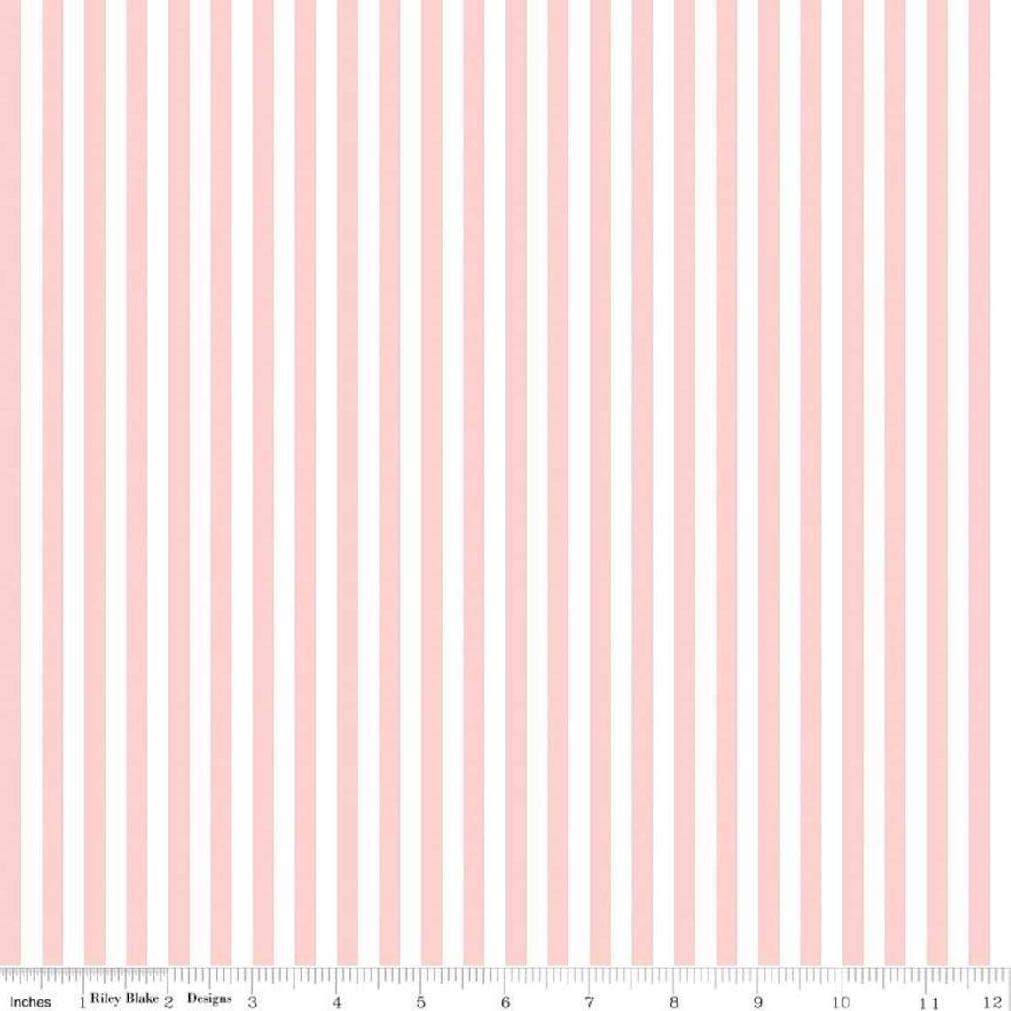 Baby Pink and White Stripe Cotton Fabric by the Yard by Riley - Etsy