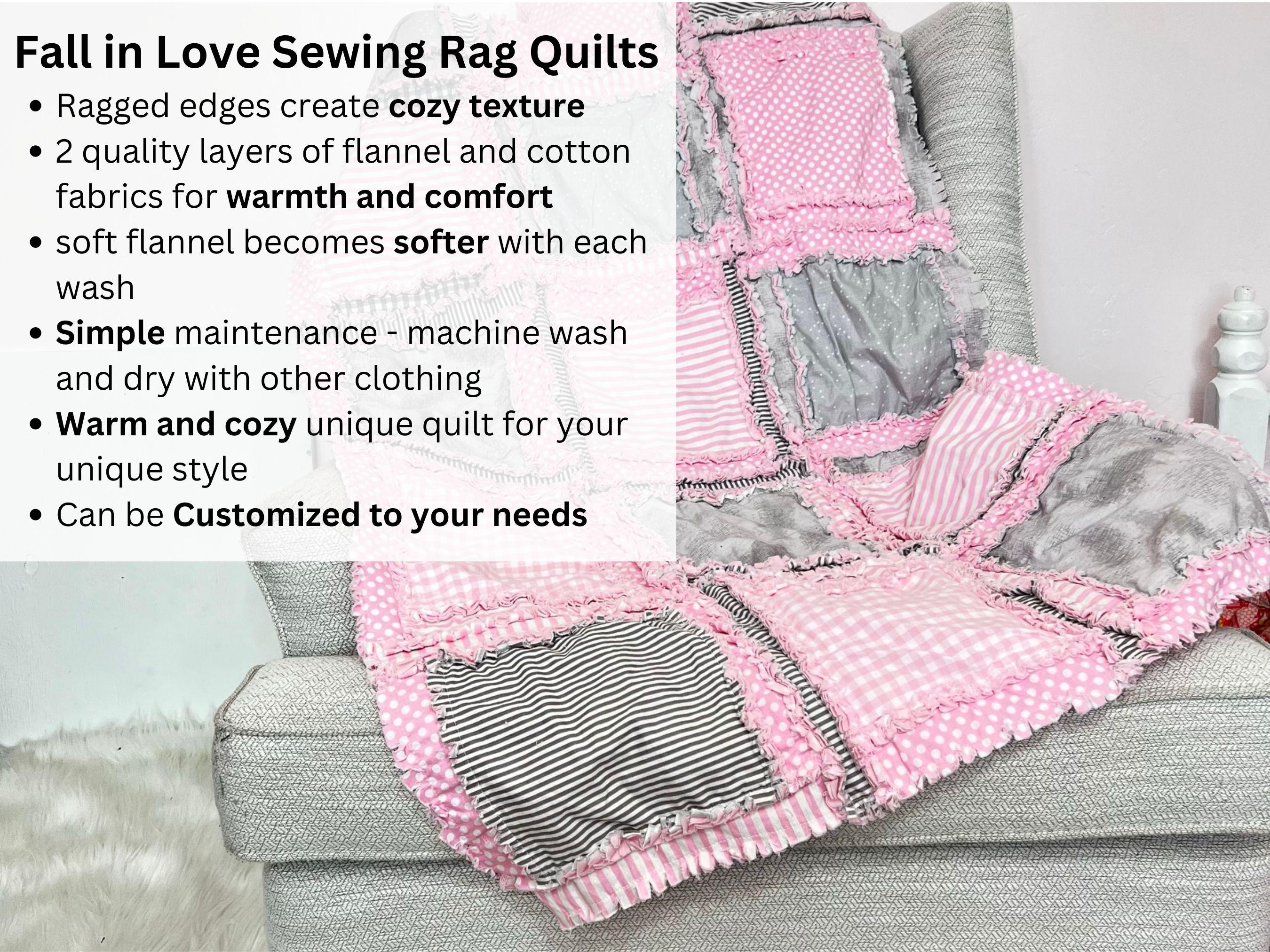 Pink Gray Rag Quilt Kit for Baby Girl | Modern Rag Quilt DIY ...