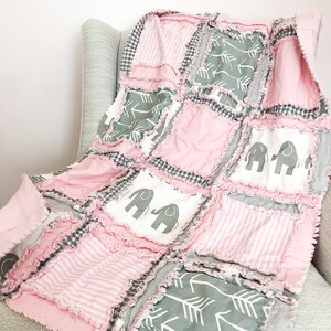 Pink Elephant Rag Quilt Kit, Baby Quilt Kit, Baby Shower Gift - Etsy