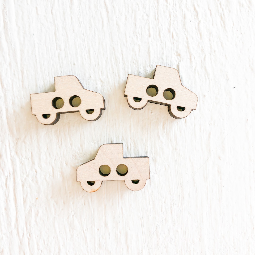 Pickup Truck Wooden Buttons, Craft Button, Large Wooden Buttons, Set of ...