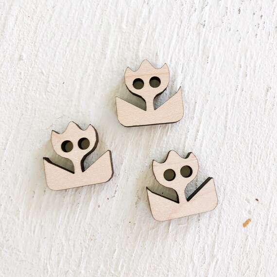 Tulip Flower Wooden Buttons Craft Button Paintable Sewing | Etsy