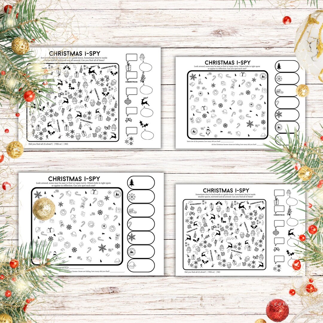 2 Holiday Placemat, Christmas Worksheet, Find Santa Printable ...