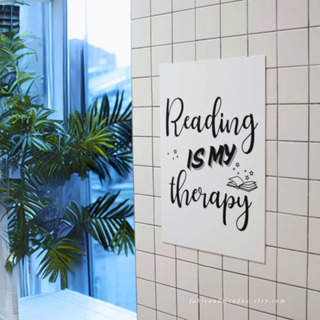 Reading is My Therapy SVG PNG Image, Monochrome Sketch, 300 DPI ...