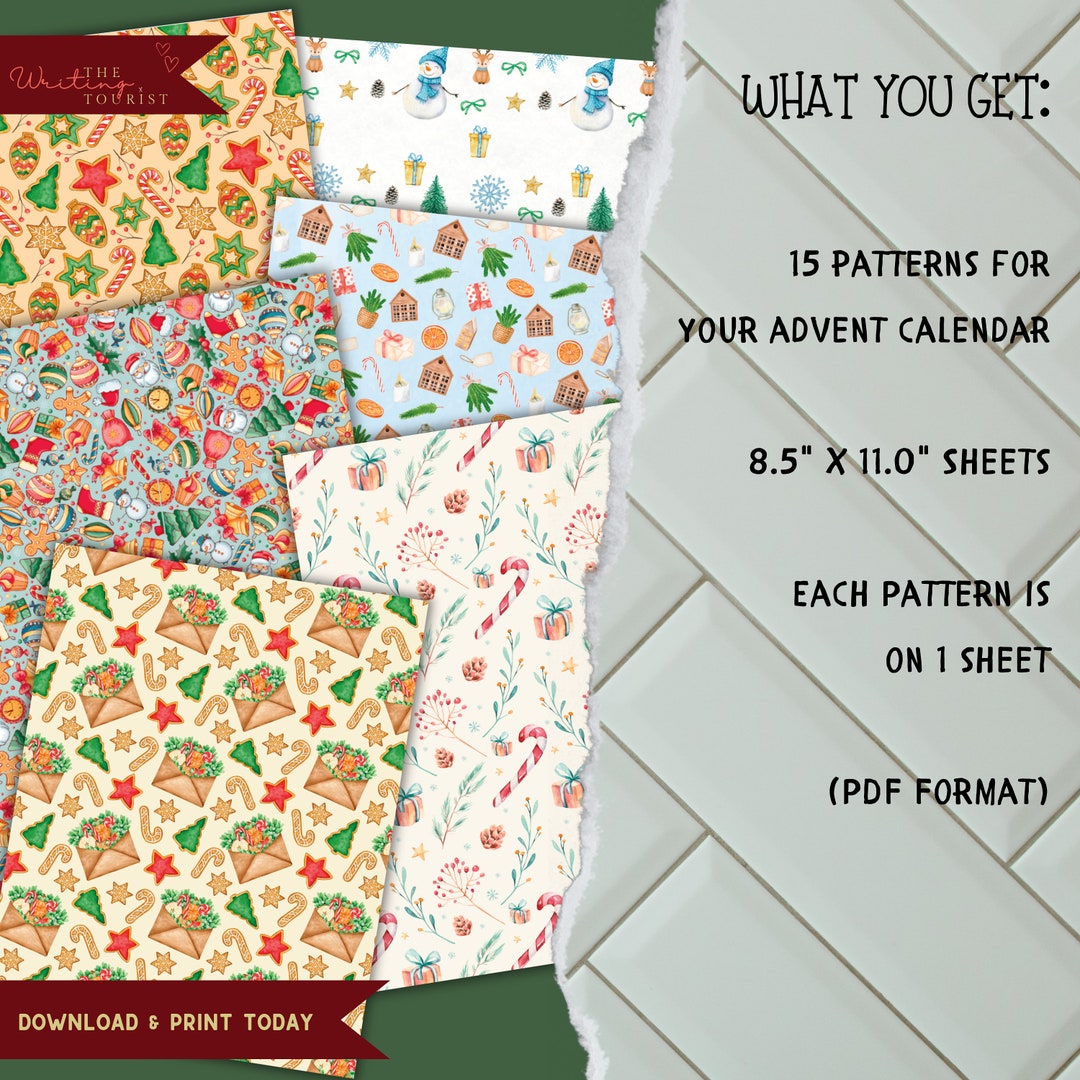 15 Pattern Christmas Pattern Printable, Holiday DIY Home Decor, Instant ...