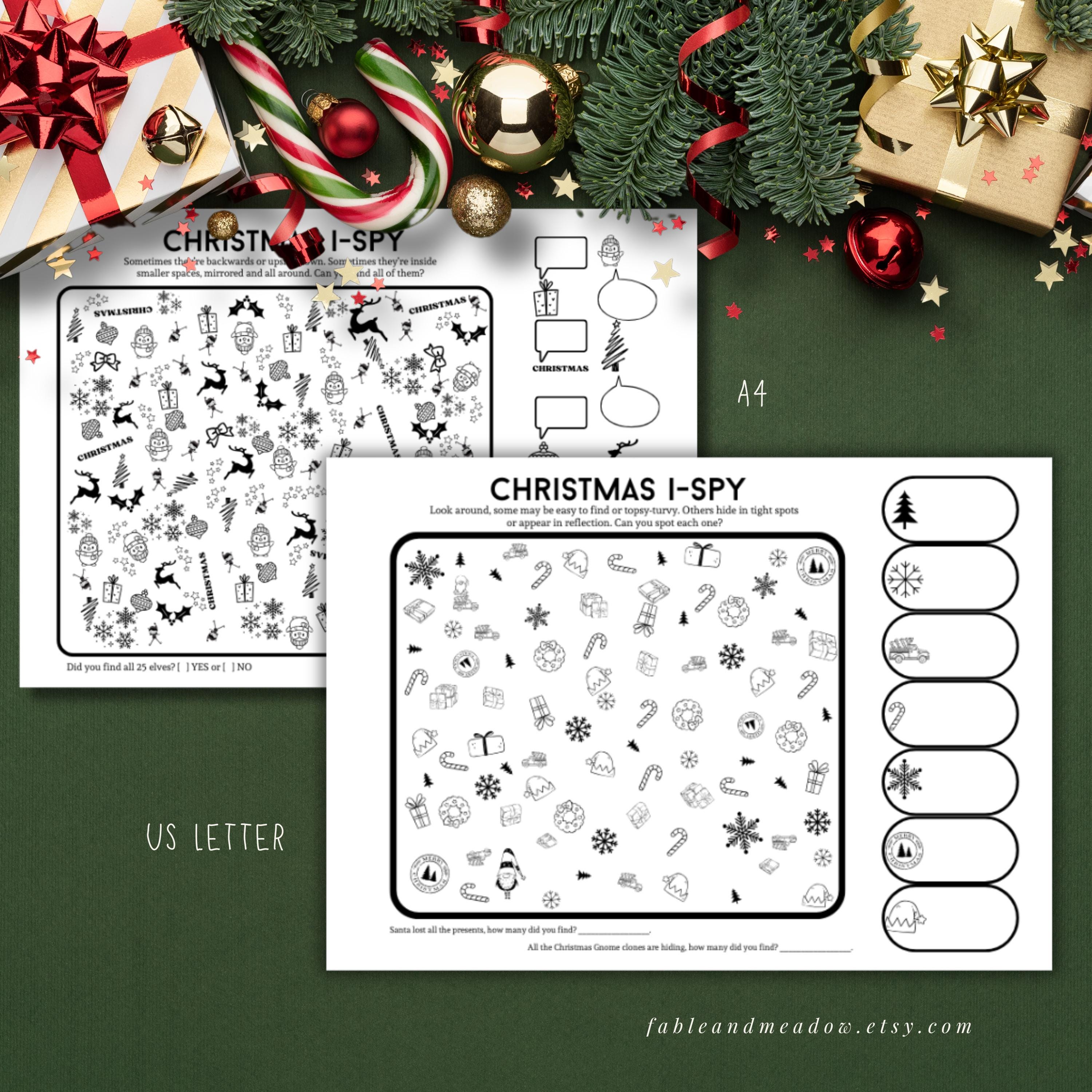 2 Holiday Placemat, Christmas Worksheet, Find Santa Printable ...