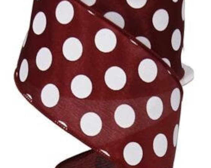Maroon Polka Dot Ribbon Maroon White Dot Ribbon Maroon Wired Wreath ...