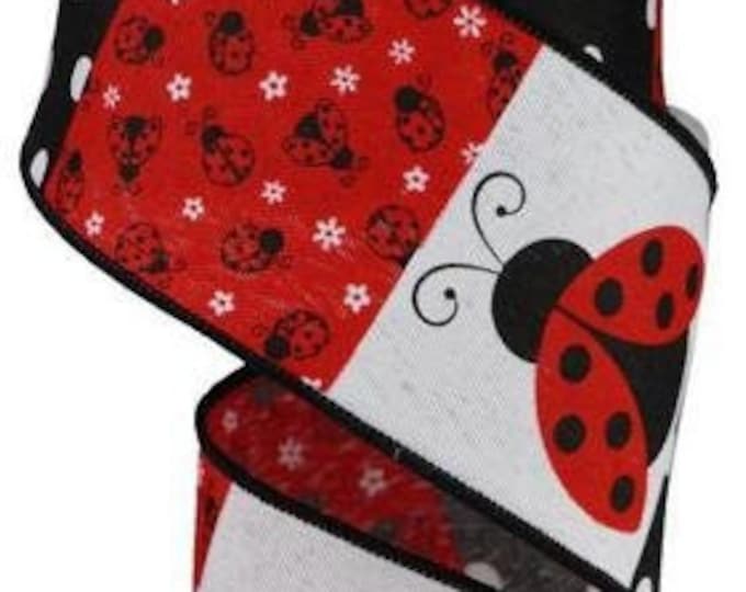 Ladybug Ribbon Red Black Ladybug Ribbon Spring Summer Ribbon 2.5 Inch ...