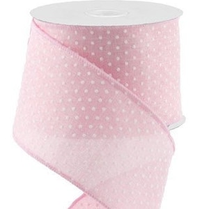 Light Pink Swiss Dot Ribbon on Royal Pale Pink Dots Wired Ribbon 2.5 ...