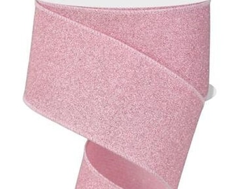 Pink Glitter Ribbon Iridescent Pink Glitter Ribbon 2.5 Inch Wired ...