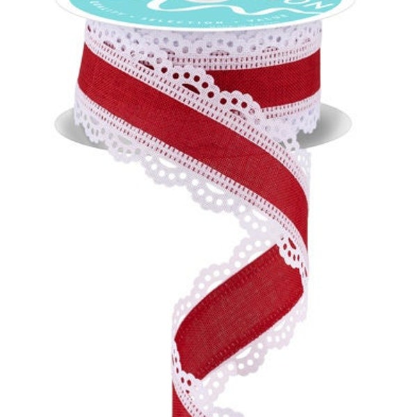 Red Lace Ribbon - Etsy