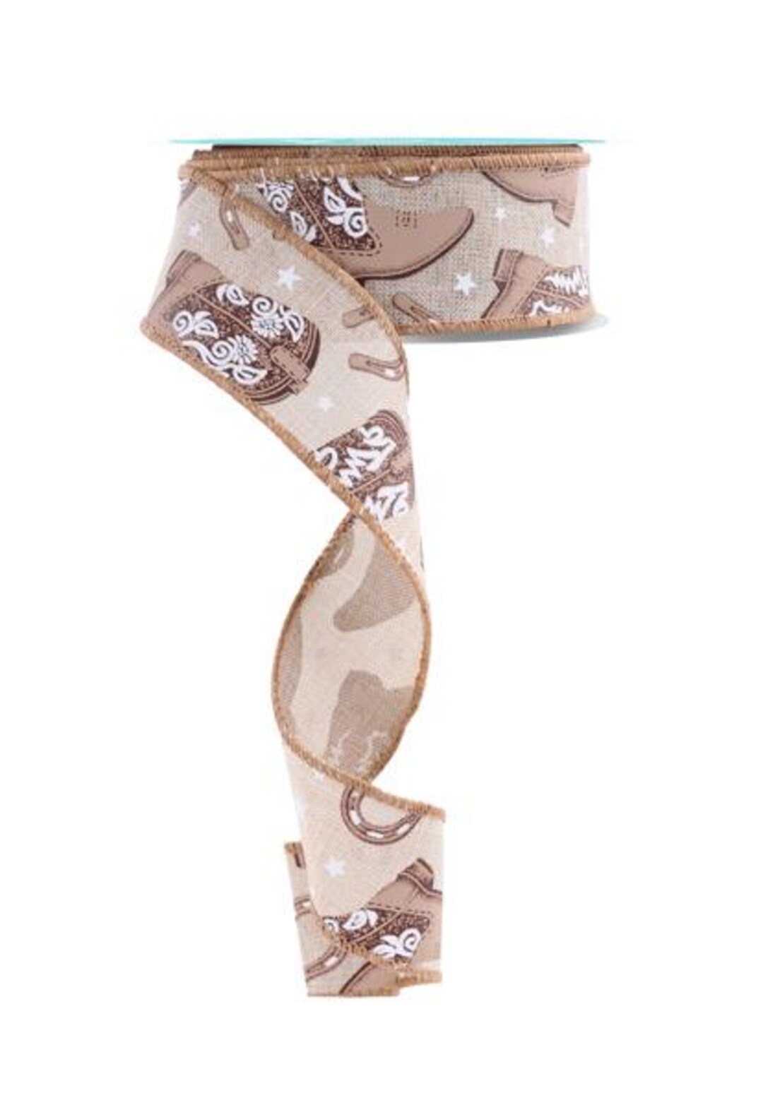 Boot Ribbon Western Ribbon Cowboy Ribbon Wired Ribbon 1.5 Inch Wired - Etsy