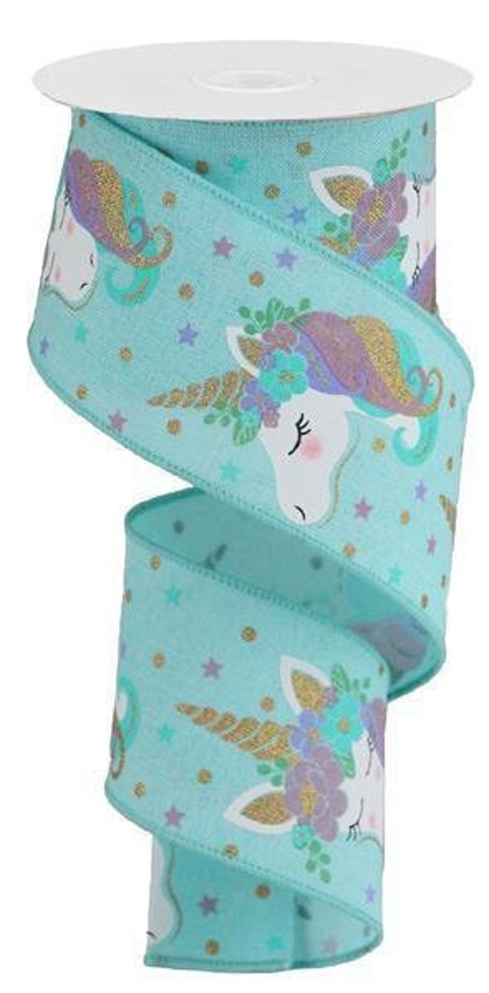 Unicorn Ribbon Aqua Ice Blue Unicorn Ribbon Wreath Wired Ribbon Unicorn ...
