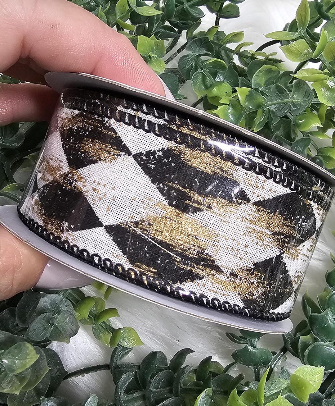 Black Gold Harlequin Ribbon Black White Ribbon Black White Check Ribbon ...