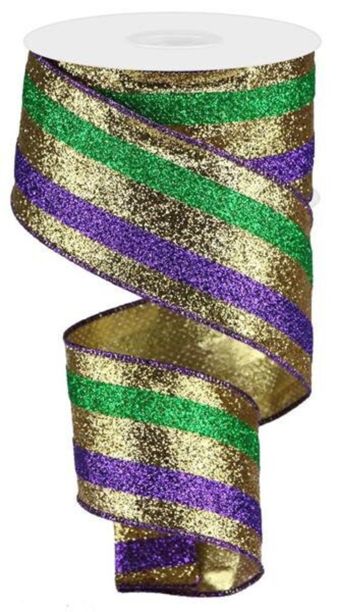 Metallic Mardi Gras Stripe Ribbon Glitter Mardi Gras New Orleans Ribbon ...