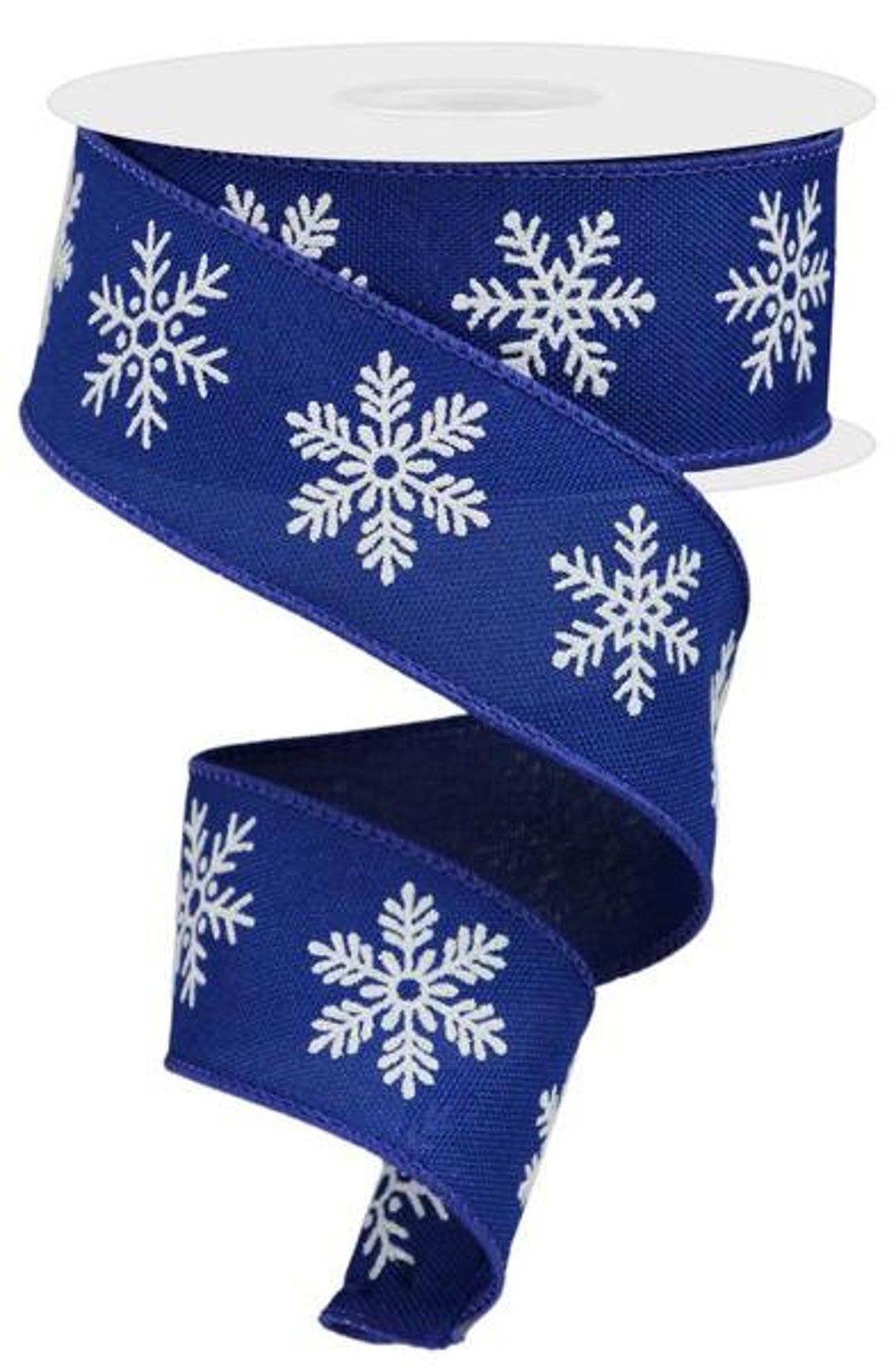 Blue Snowflake Ribbon Blue Christmas Snowflake Ribbon Wired Ribbon 1.5 ...