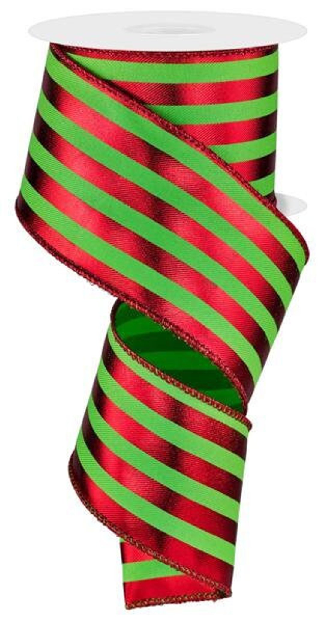 Metallic Stripe Ribbon Red Lime Green Metallic Stripe Ribbon Red Lime ...