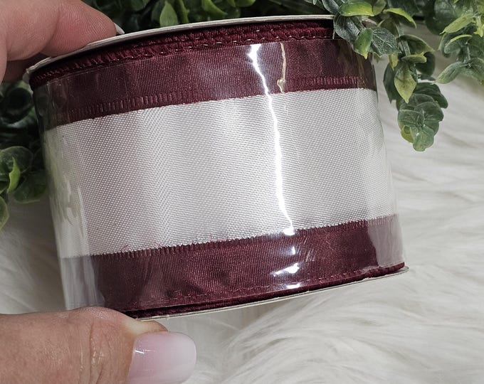 Maroon Stripe Ribbon Maroon White Stripe Ribbon Maroon Wired Wreath ...