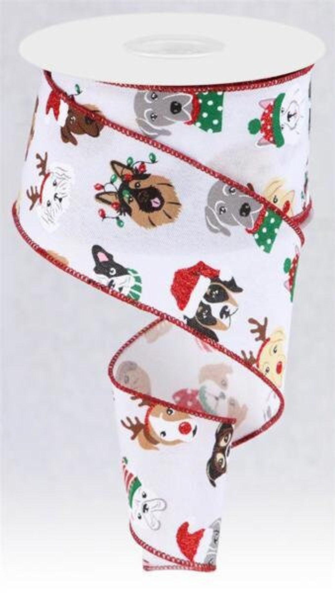 Christmas Dog Ribbon Christmas Animal Ribbon Wired Ribbon 2.5 Inch ...