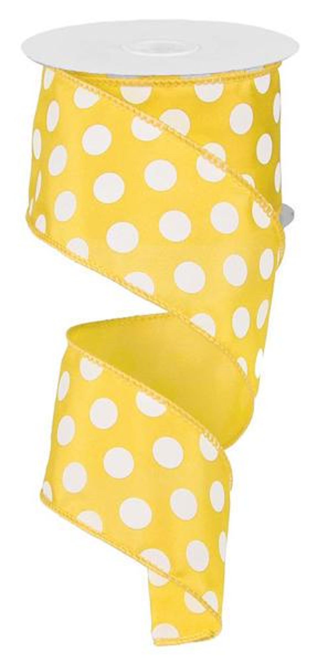 Yellow Polka Dot Ribbon Yellow White Dot Canvas Ribbon Yellow White ...
