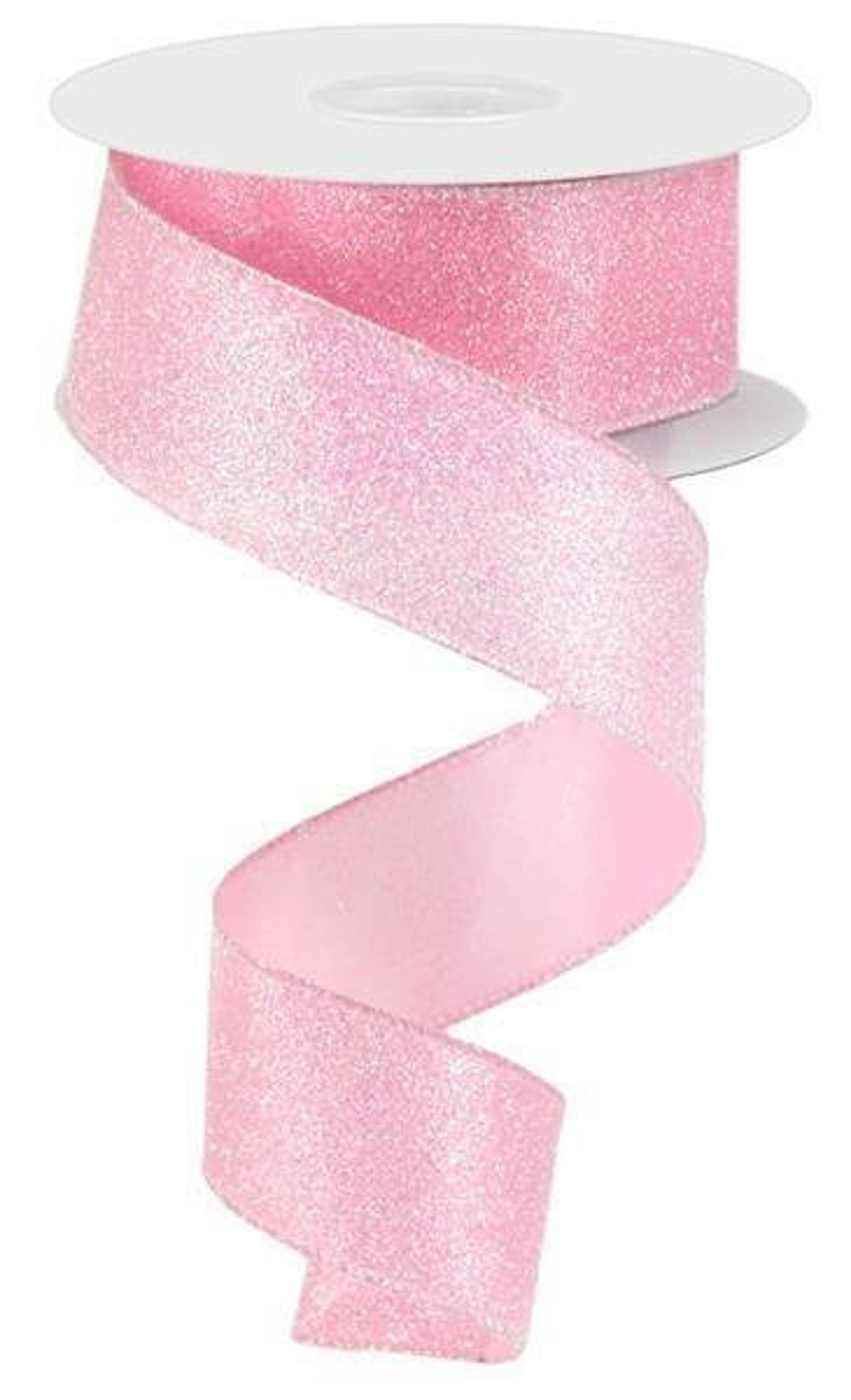Light Pink Glitter Ribbon Iridescent Pink Glitter Ribbon 1.5 Inch Wired ...