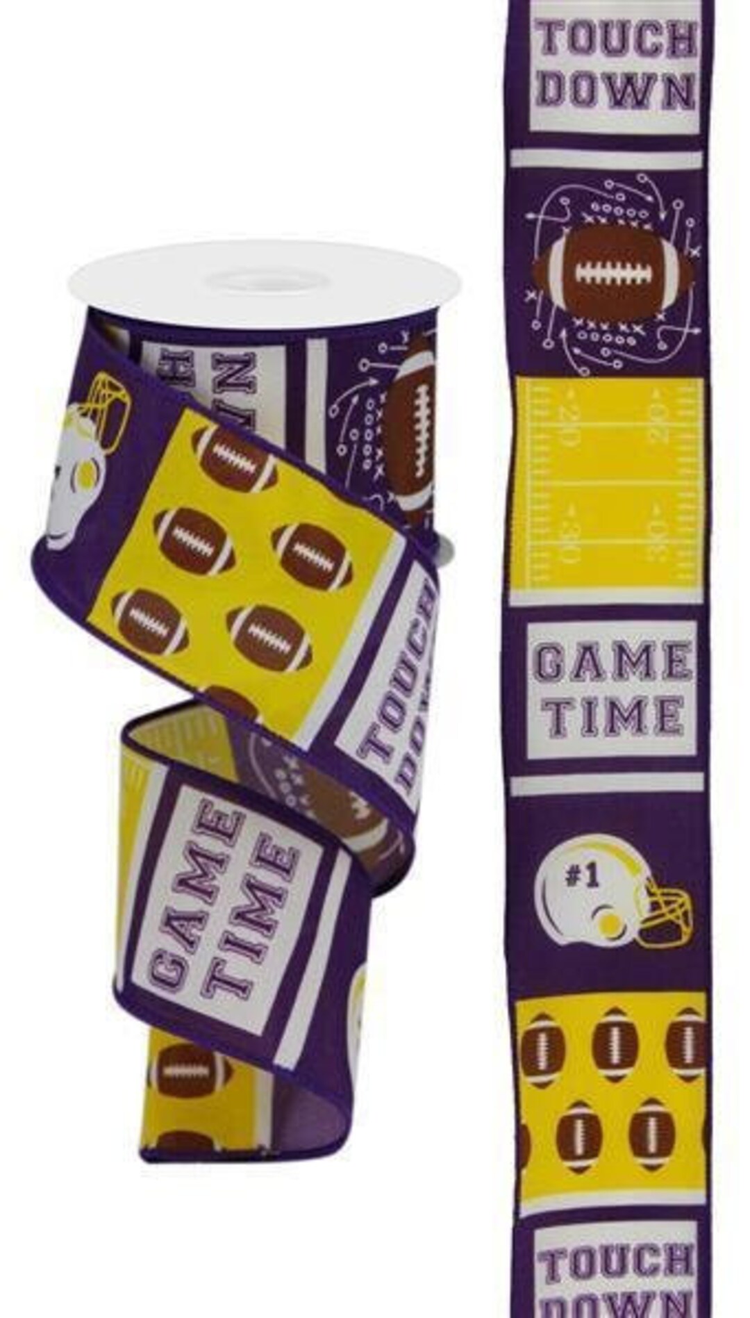 LSU Football Ribbon Tiger Ribbon Purple and Gold Ribbon Wired Ribbon 2. ...