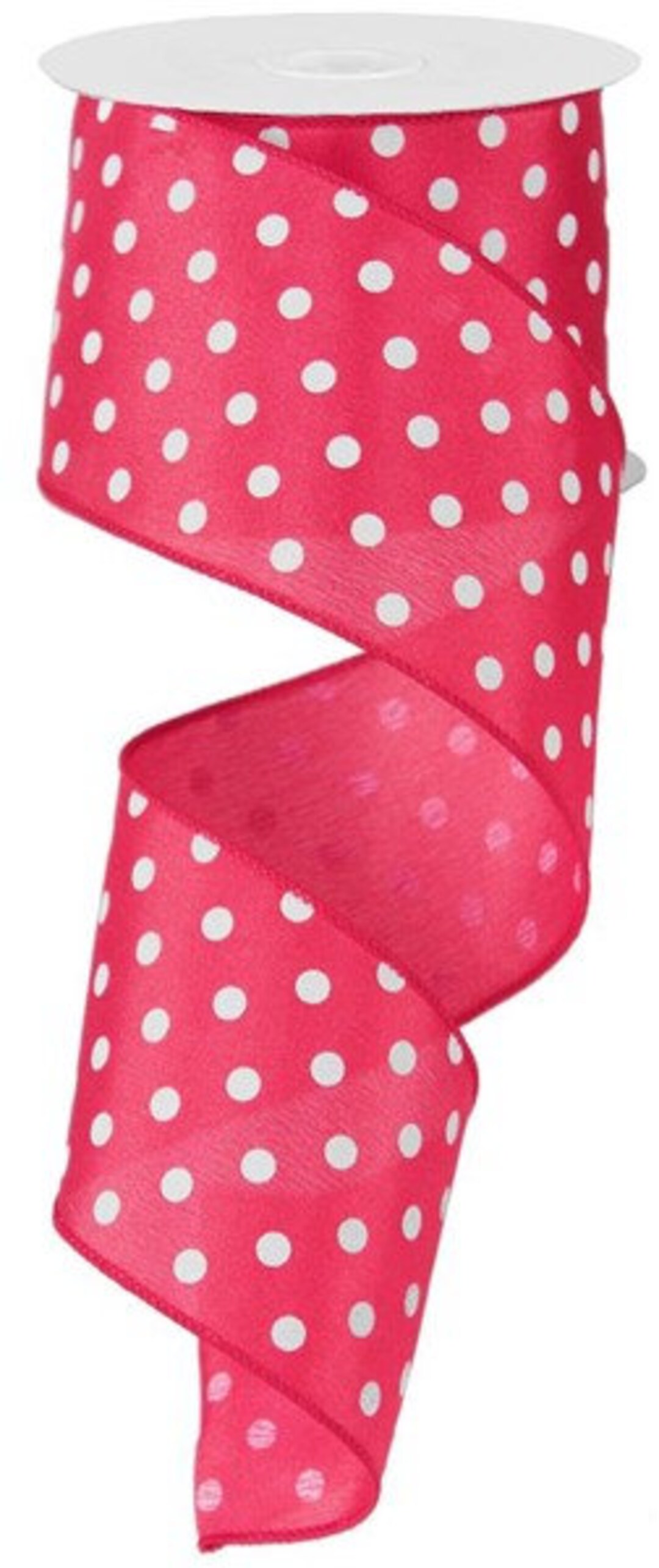 Hot Pink Dot Ribbon Small Dot Ribbon Hot Pink White Dot Ribbon 2.5 Inch ...