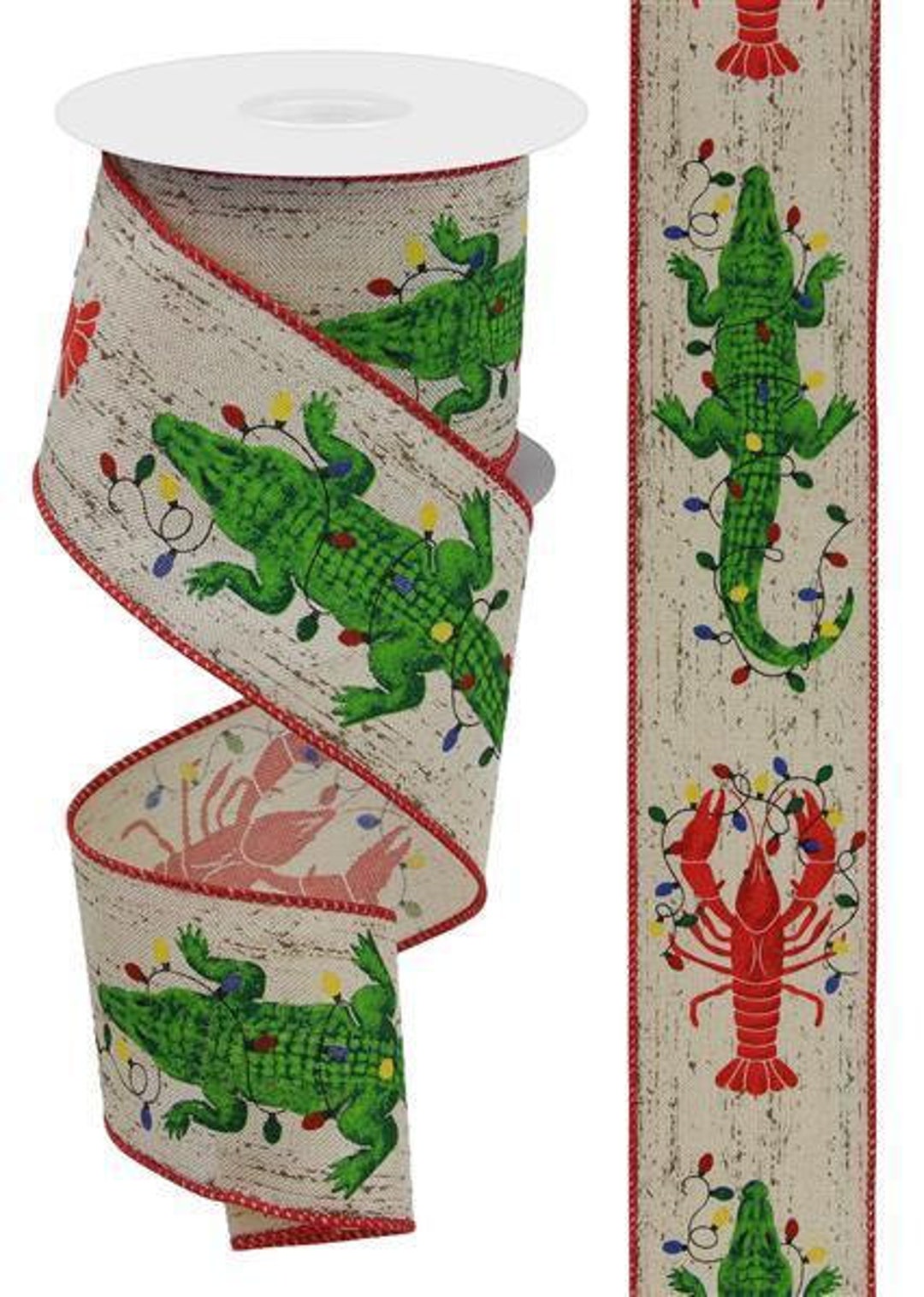 Crawfish Alligator Christmas Ribbon Cajun Christmas Ribbon Louisiana ...