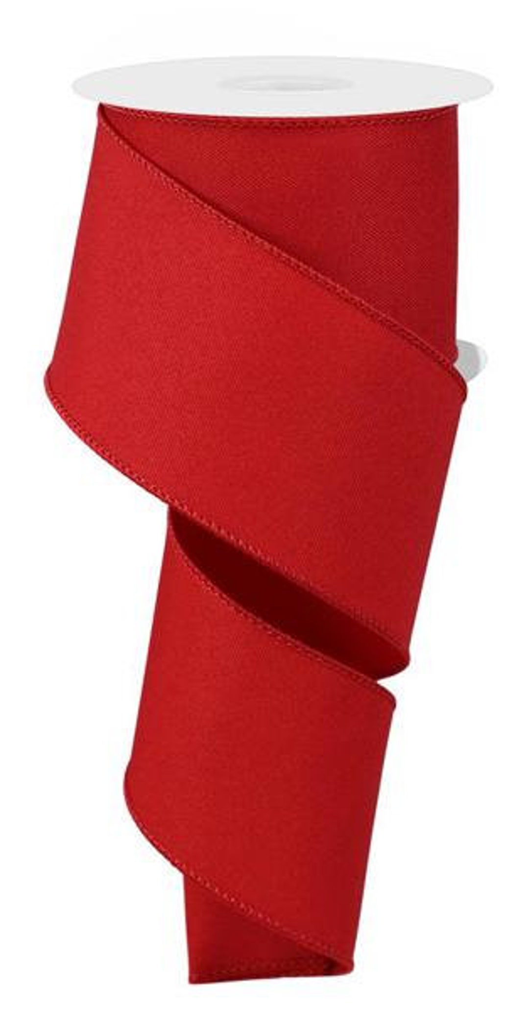 Red Ribbon Red Wired Ribbon 2.5 Inch Wreath Ribbon Diagonal Weave - Etsy