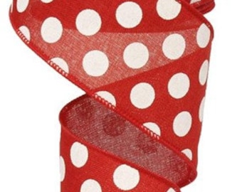 Red Polka Dot Wired Ribbon - Etsy