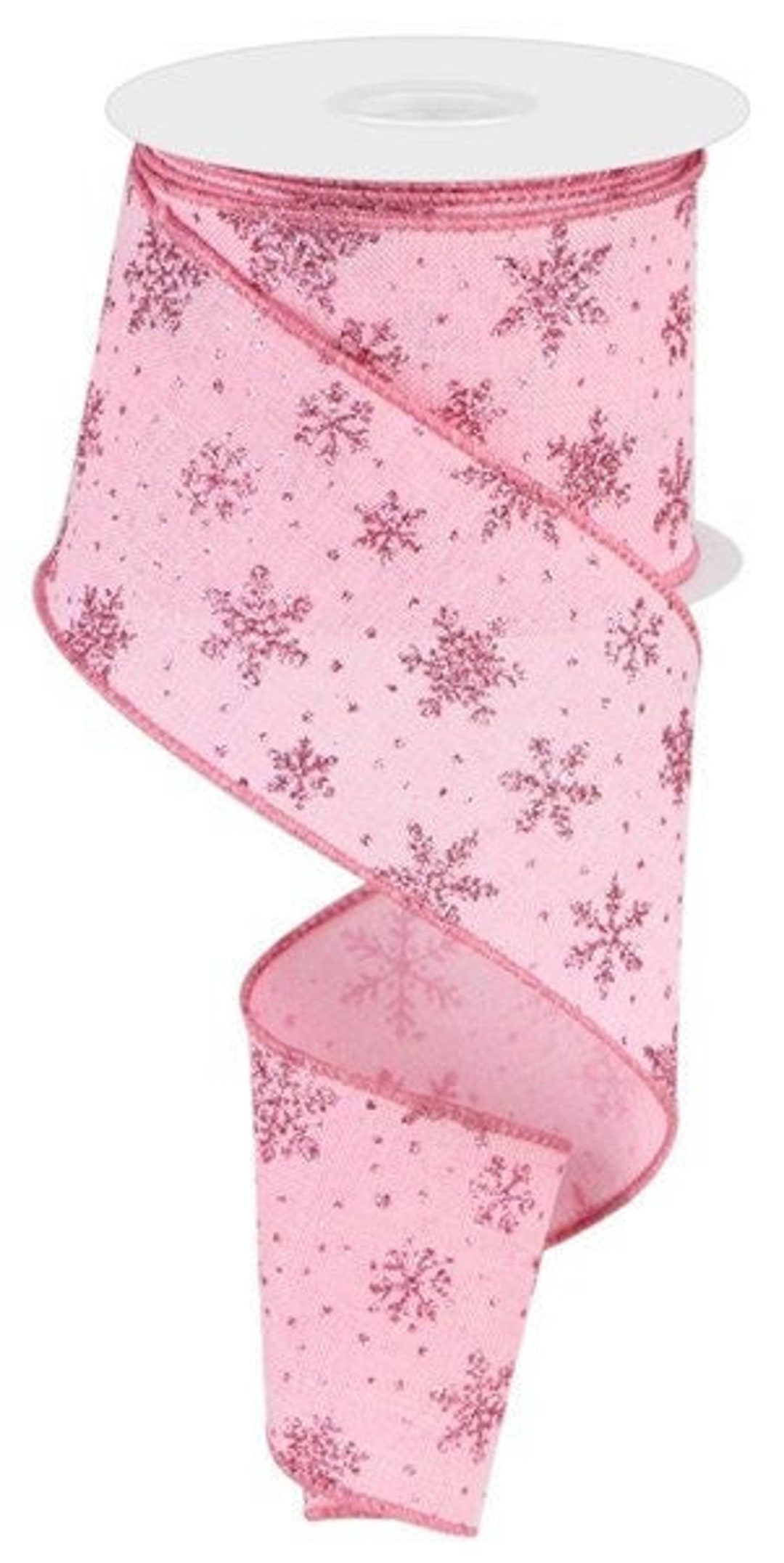 Pink Glitter Snowflake Winter Ribbon Christmas Glitter Pink Snowflake ...