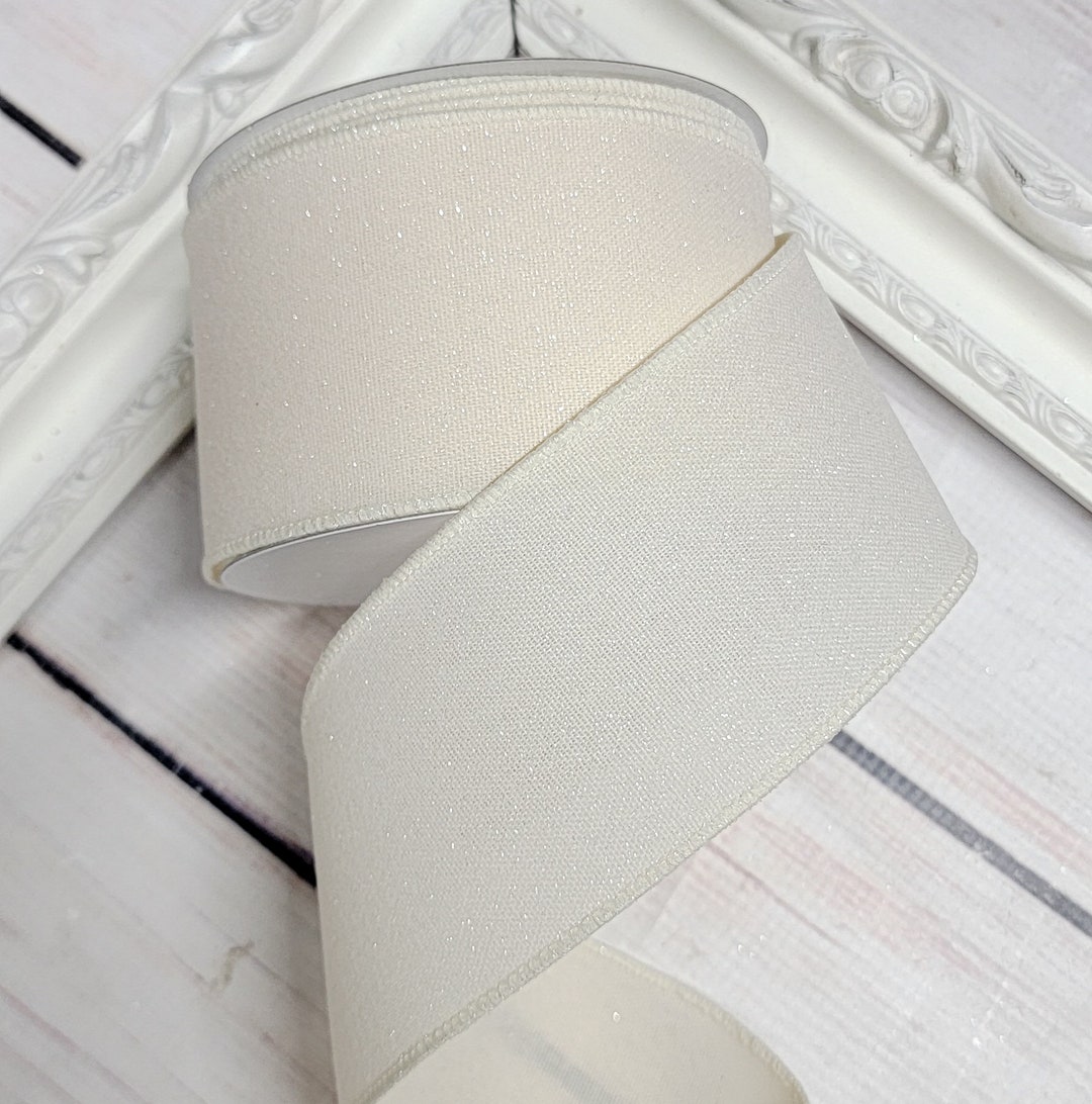 Ivory Glitter Ribbon Ivory Fine Glitter Shimmer on Royal Ribbon 2.5 ...