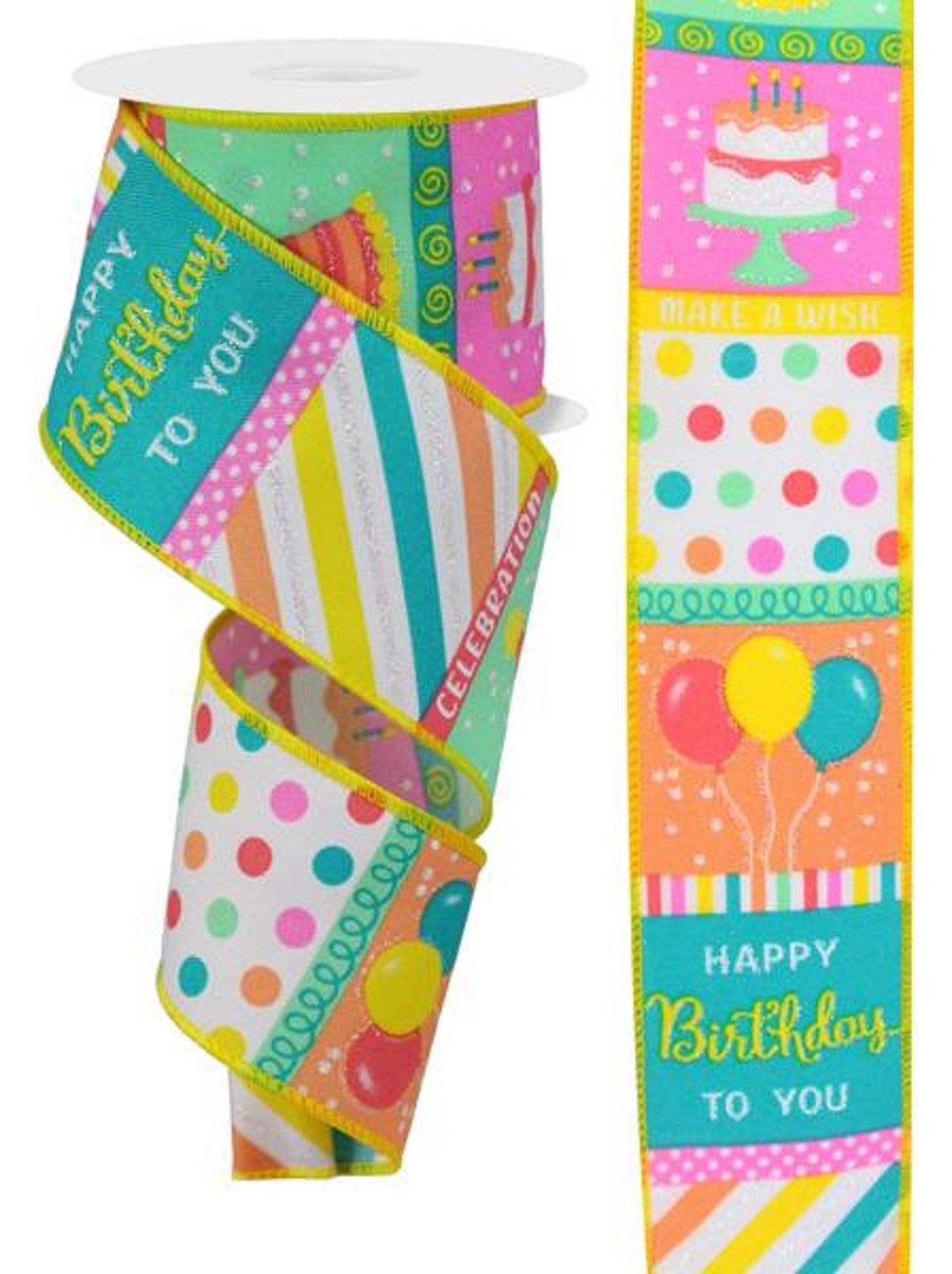 Happy Birthday Ribbon Birthday Wired Ribbon 2.5 Inch Wired Ribbon ...