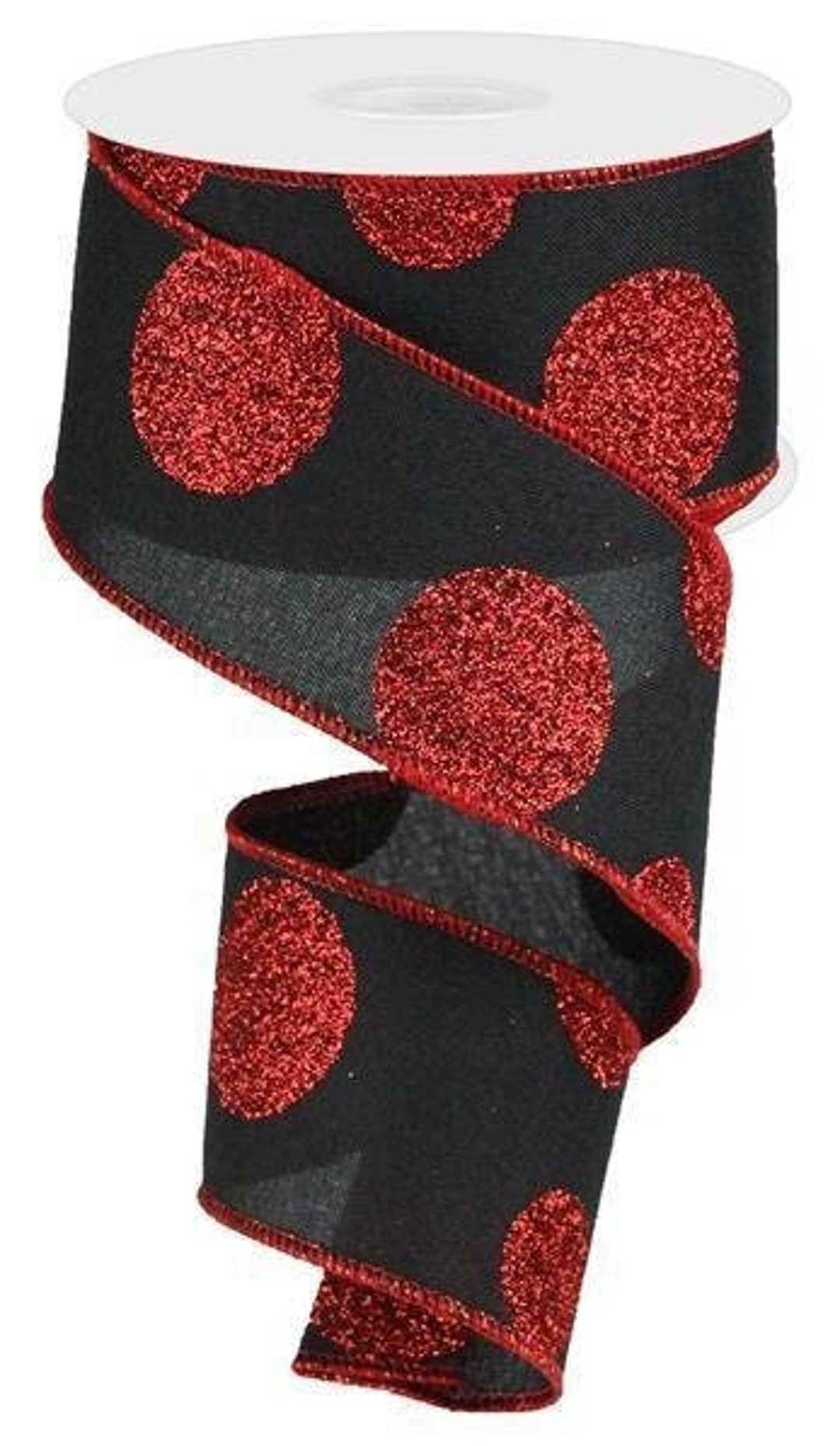 Black Red Dots Ribbon Red Glitter Dot Ribbon Black Red Polka Dot Ribbon ...