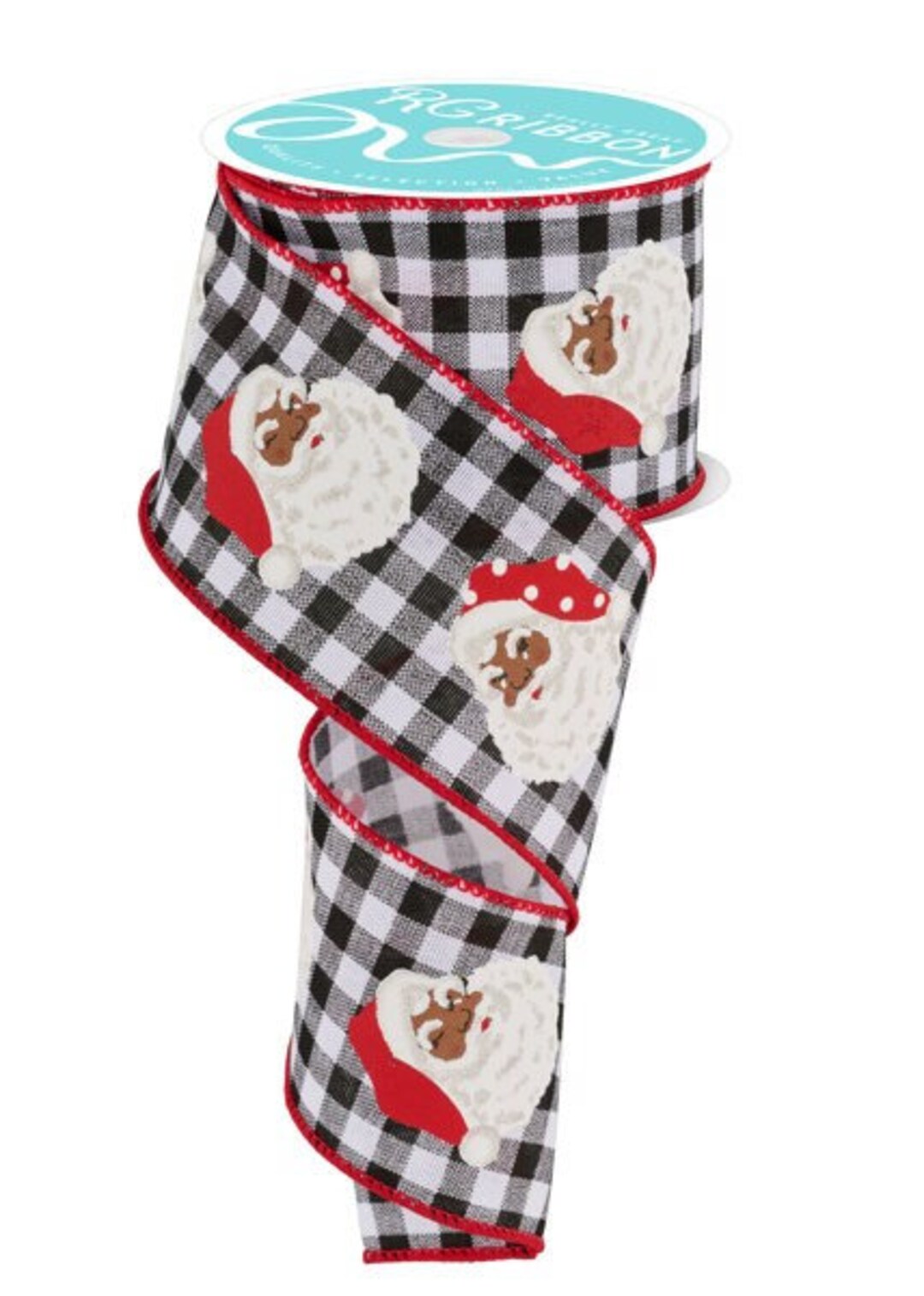 Santa Ribbon Black Check Santa Ribbon 2.5 Inch Wired Ribbon - Etsy