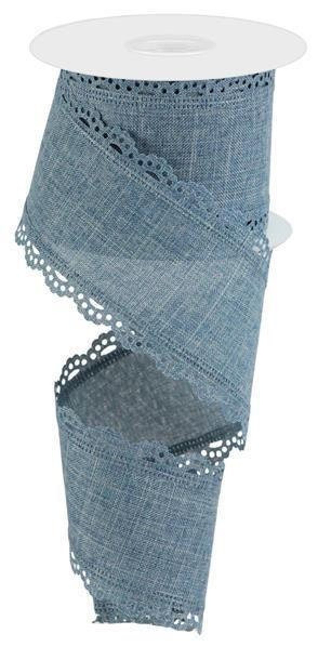 Scalloped Edge Denim Ribbon Lace Denim Ribbon Ribbon Wired Wreath ...