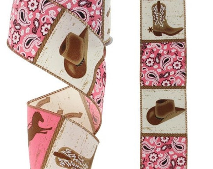 Rodeo Ribbon Gingham Western Ribbon Cowboy Ribbon Wired Ribbon 2.5 Inch ...